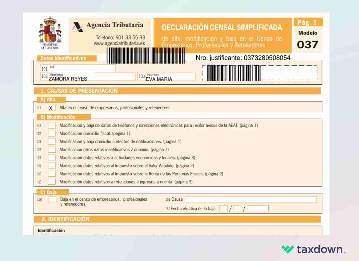 Modelo 037 de Hacienda: Qué es y Cómo Rellenarlo | TaxDown